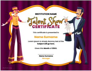 Talent Show Certificate Template for WORD | Download Files