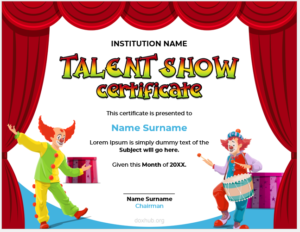 Talent Show Certificate Template for WORD | Download Files