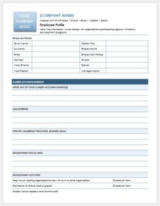 Editable Employee Profile Template for MS WORD | Download