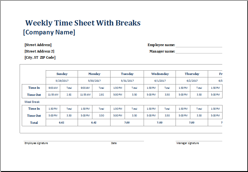 Employee Break And Lunch Schedule Template ~ MS Excel Templates Employee Break And Lunch Schedule Template ~ MS Excel Templates