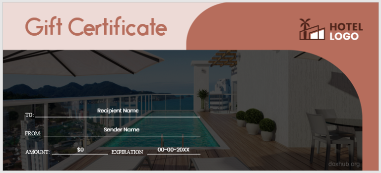 Hotel Gift Certificate Templates for MS WORD | Download