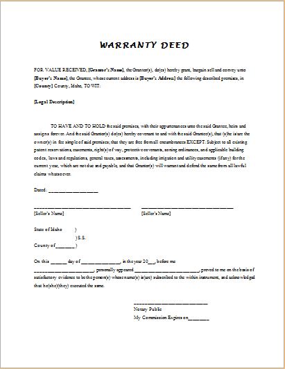 Guarantee Deed Form Samples | Document Hub