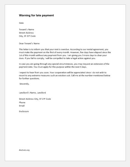 Tenant Late Payment Letter Database Letter Templates