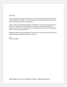Secret Santa Classroom Letter SAMPLE Templates | Document Hub