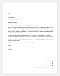 Top 10 Unprofessional Actions & Warning Letter Samples