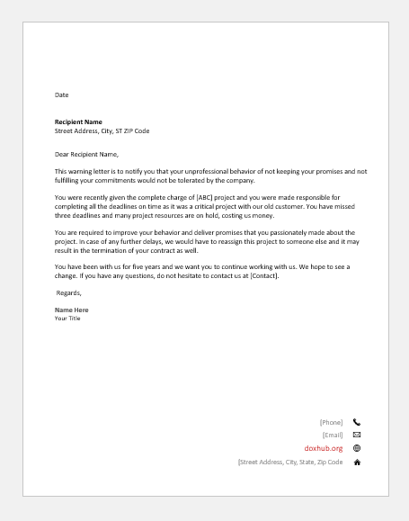 Sample Final Warning Letter For Poor Performance Classles Democracy