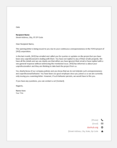 Top 10 Unprofessional Actions & Warning Letter Samples