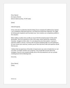 Letters from Real Estate Agent to a Potential Client | Document Hub