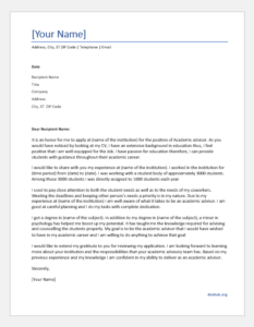 Cover Letter Samples for an Academic Advisor | Document Hub