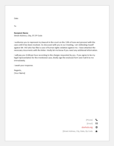 Letter to authorize for legal representation | Document Hub