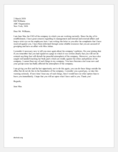 Warning Letter for Accusing of Gossip | Document Hub