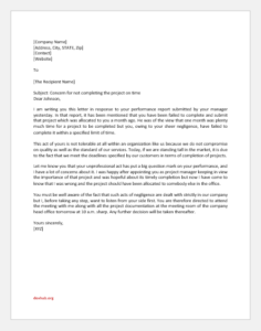 Letter of Concern for not Completing Project on Time | Document Hub