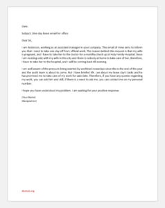 One Day Leave Email for Office | Document Hub