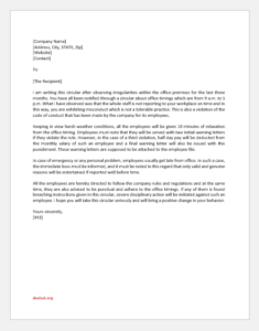 Punctuality Circular to Employees | Document Hub