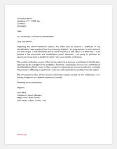 Application Letter for Certificate of Identification | Document Hub