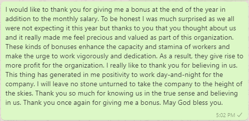 Appreciation Message To Boss For Bonus Document Hub