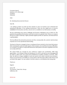 Business Closing Announcement Letter | Document Hub