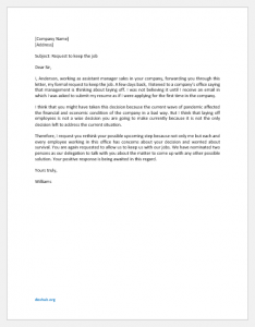 Request Letter to Keep the Job | Document Hub