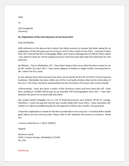 Letter Of Explanation On Late Payment Document Hub