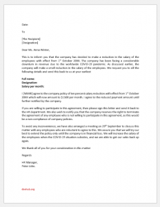Letter of Agreement for Reduced Pay | Document Hub