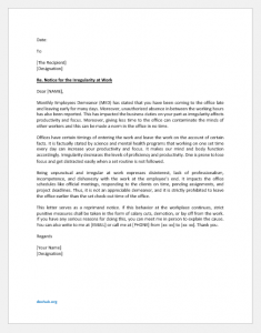 Late Coming and Early Leave Notice to Employee | Download