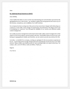 Explanation Letter for the Wrong Payment | Document Hub