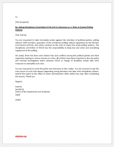 Letter Requesting Discipline Committee to Intervene | Free