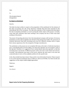 Report Letter for Not Preparing Worksheet | Download Free