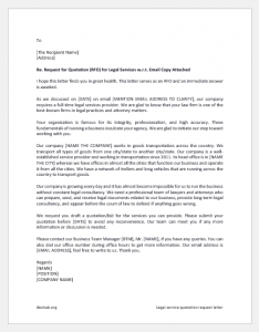 Legal Service Quotation Request Letter | Document Hub