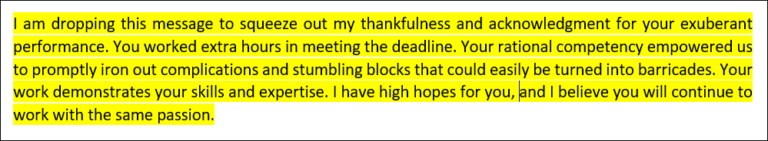 Appreciation Message for Good Team Work | Sample Formats
