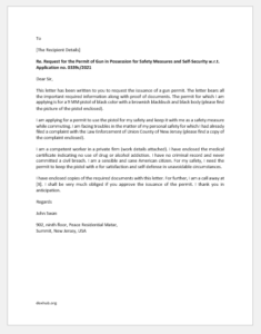 Letter Templates for Necessity of Gun Permit | Download