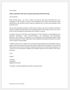 Separation Letter to Employee SAMPLES | Download (.doc) File